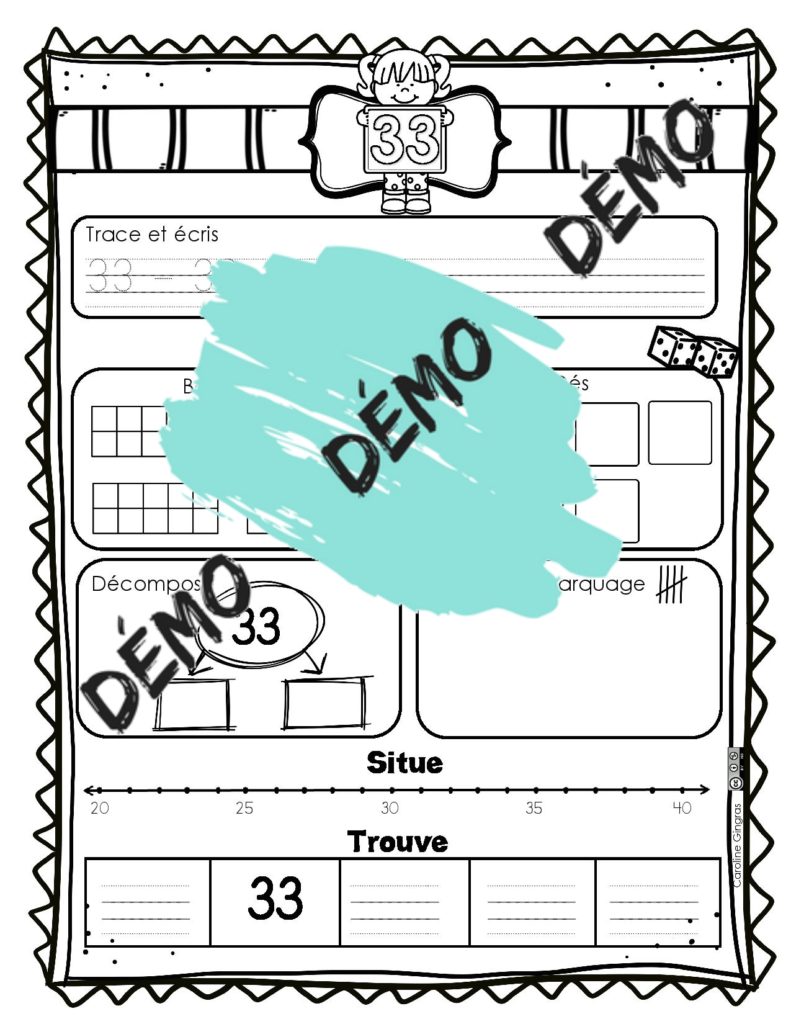 Le nombre du jour 0-100 - Caroline Gingras Créations