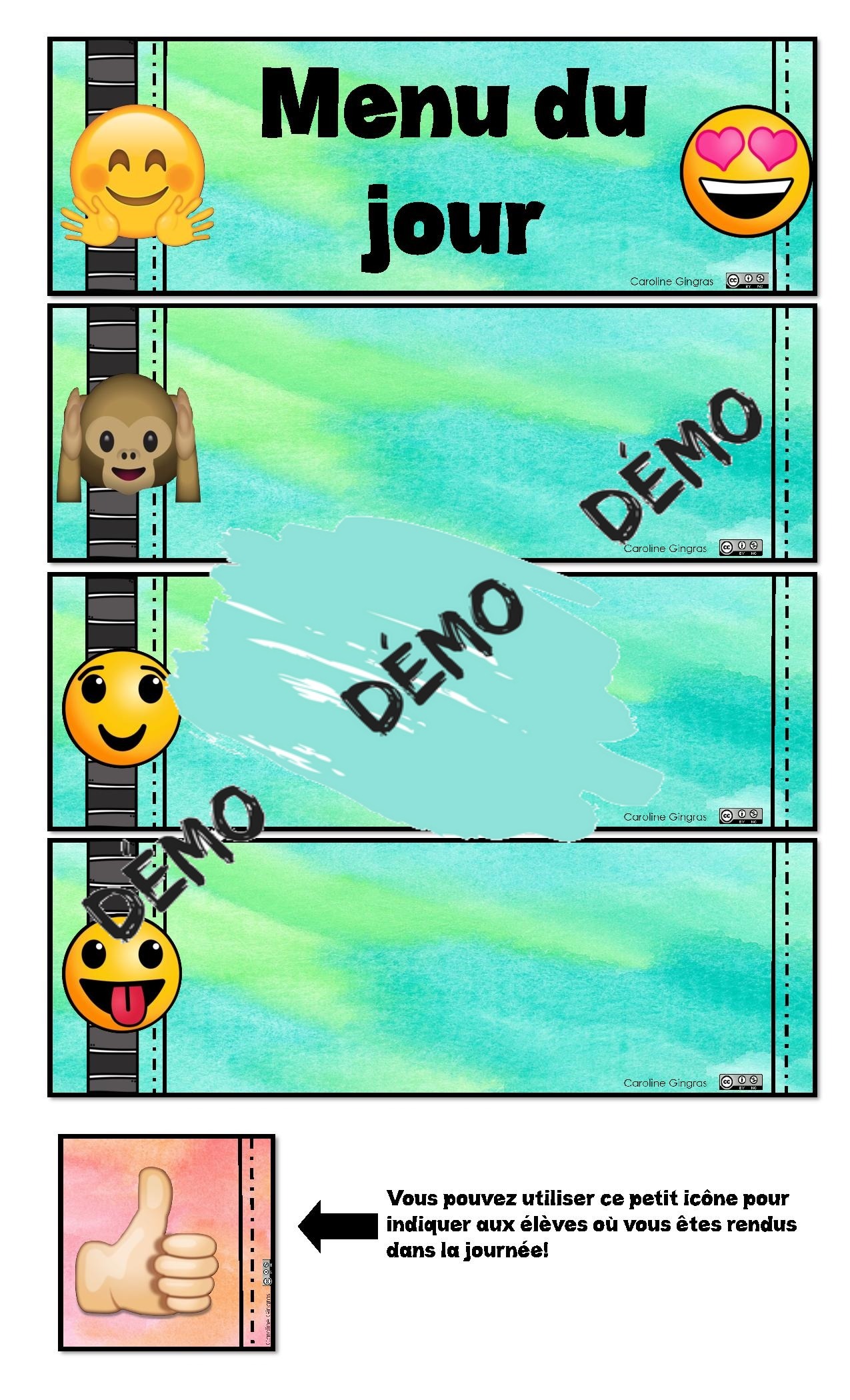 Menu du jour - émojis - Caroline Gingras Créations