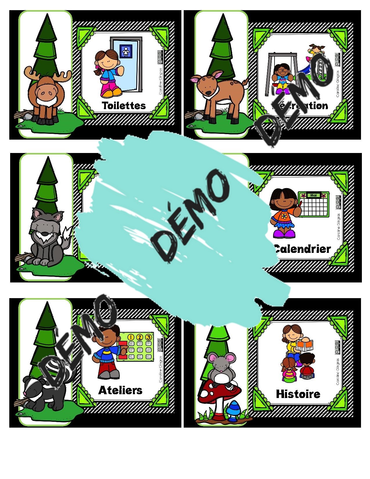 Menu du jour - animaux de la forêt - 1re année - Caroline Gingras Créations