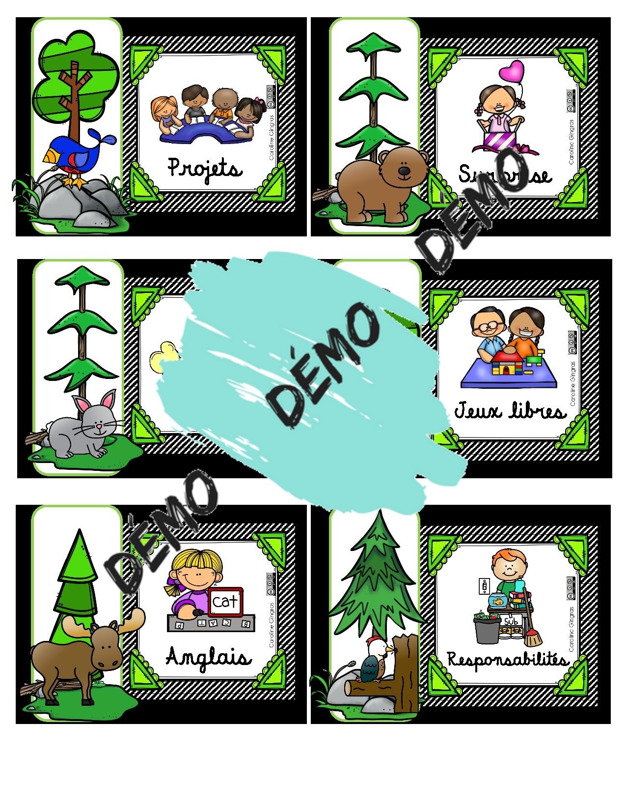 Menu du jour 1re année theme animaux de la foret version cursive ...