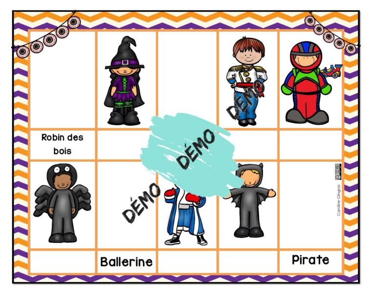 Atelier Halloween - Vocabulaire costume-mot - Caroline Gingras Créations