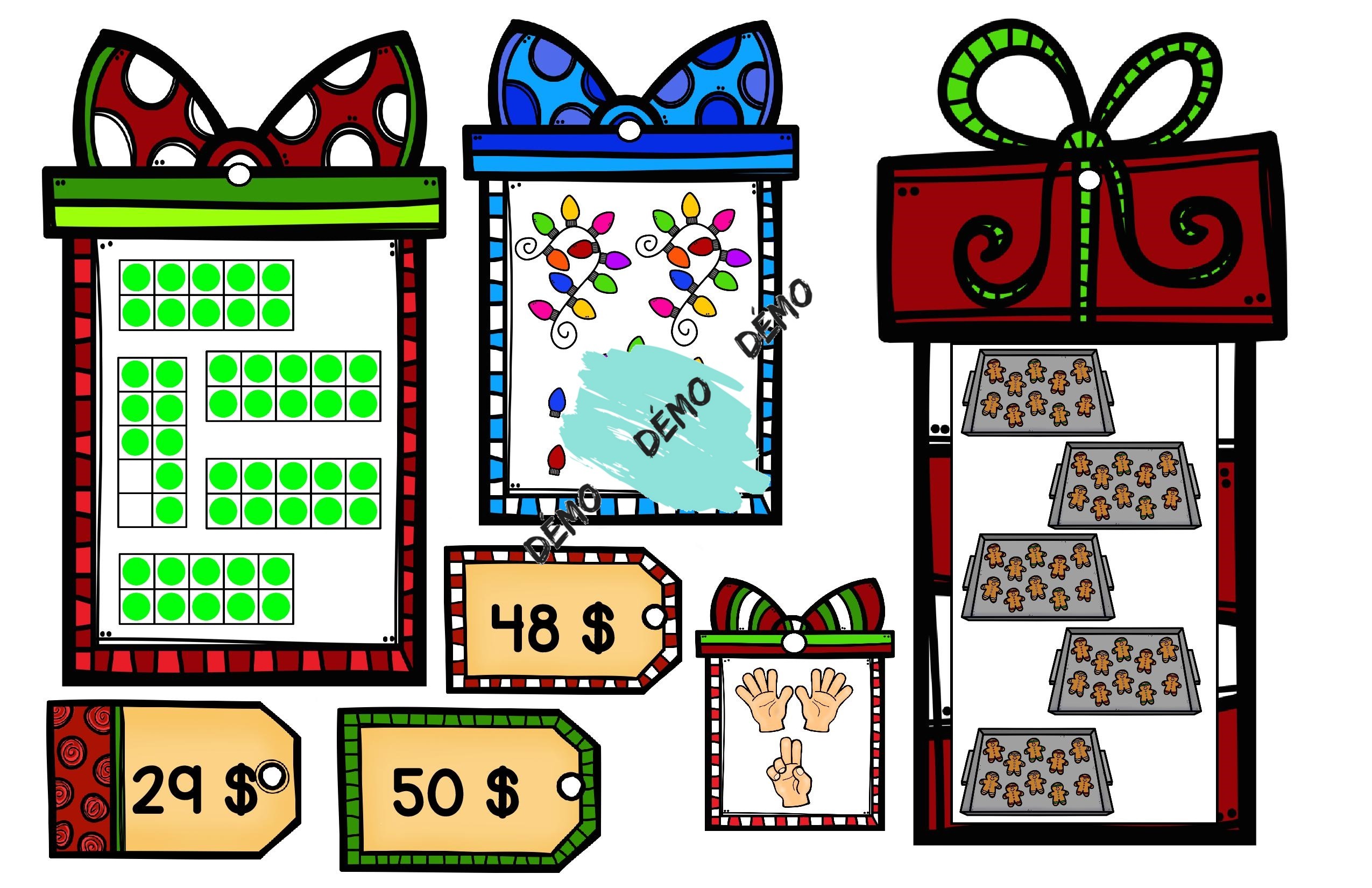 Atelier Noël - Dénombrement cadeaux et étiquettes -1re année - Caroline ...