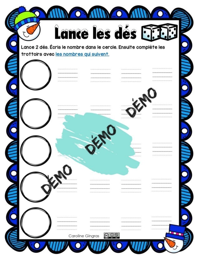 Atelier Hiver - Mathématique - Lance les dés - 1re année - Caroline ...