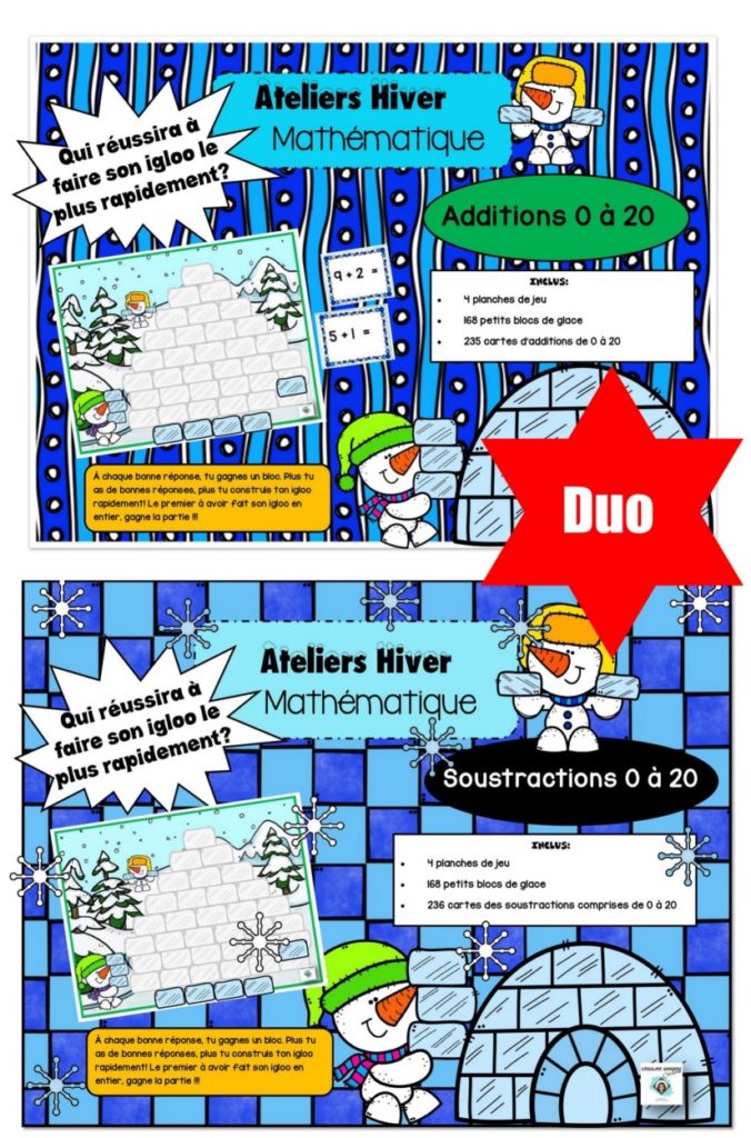 Atelier Hiver - Mathématique addition et soustraction - La course des ...