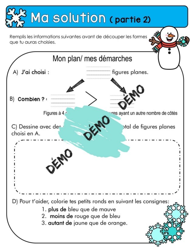 Ateliers Hiver - Mathématique - Résoudre flocons - 1re année - Caroline ...
