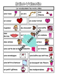 Lexique - vocabulaire Saint-Valentin - Caroline Gingras Créations