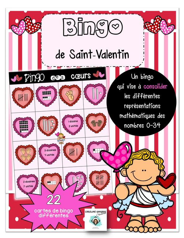 Atelier St-Valentin - Bingo des coeurs - Mathématique - Caroline ...