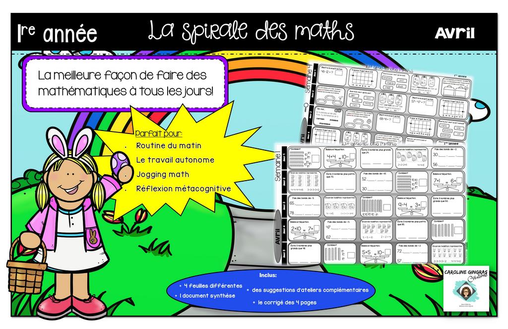 La spirale des maths - NOVEMBRE -1re année - Caroline Gingras Créations