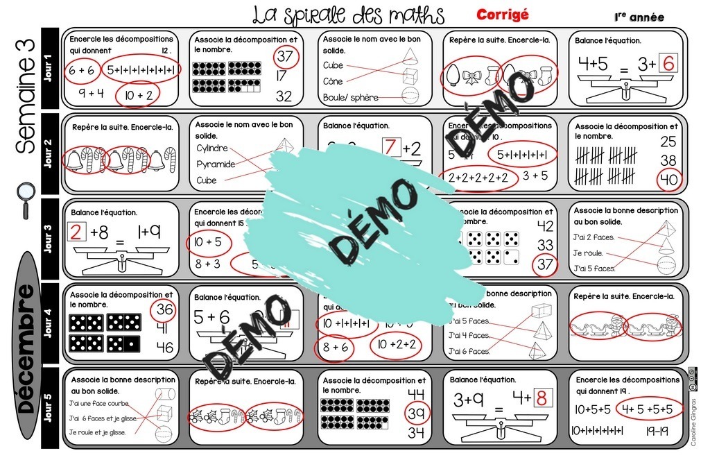La spirale des maths - Ensemble complet 10 mois - 1ere année - Caroline ...