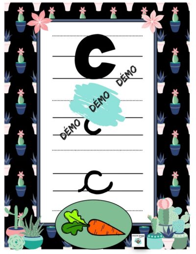 Alphabet mural - bleu et rouge - 8½ X 11 - Cactus - modèle fond foncé ...