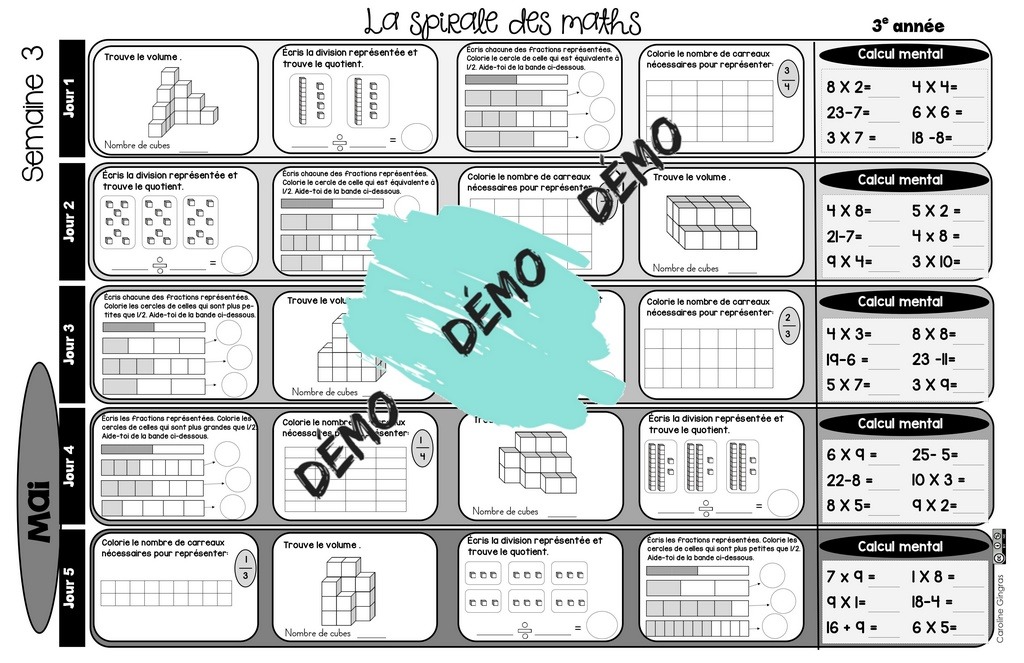 La spirale des maths - MAI - 3e année - Caroline Gingras Créations