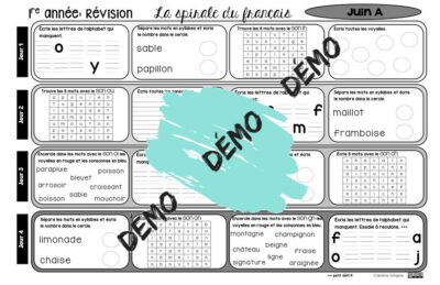La spirale du français - JUIN - 1re année - Caroline Gingras Créations