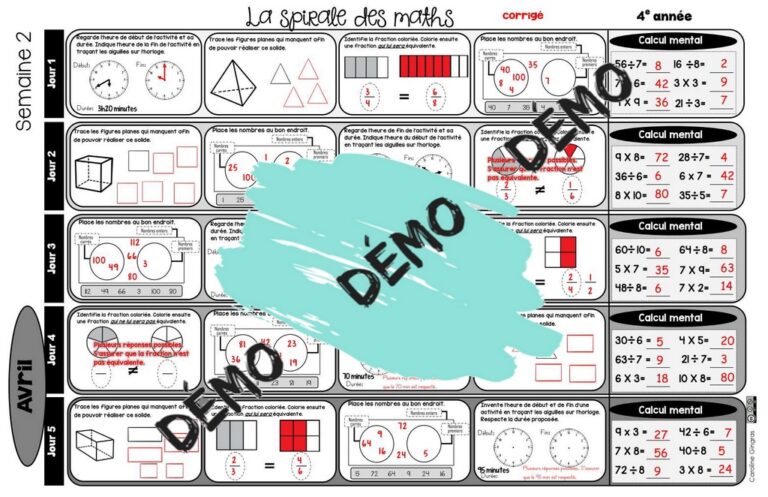 La spirale des maths – Ensemble complet 10 mois – 4e année - Caroline ...
