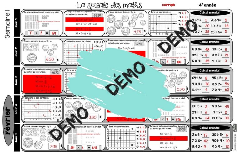 La spirale des maths – Ensemble complet 10 mois – 4e année - Caroline ...
