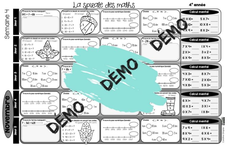 La spirale des maths – Ensemble complet 10 mois – 4e année - Caroline ...