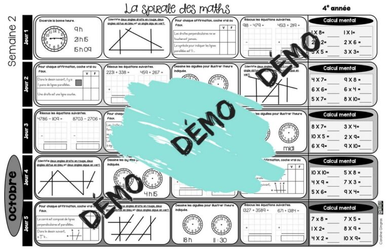 La spirale des maths – Ensemble complet 10 mois – 4e année - Caroline ...