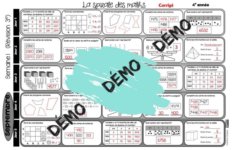 La spirale des maths – Ensemble complet 10 mois – 4e année - Caroline ...